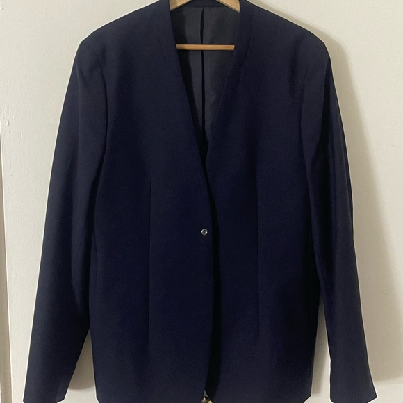 COS | Jackets & Coats | Cos Collarless Blazer 48size Navy Color | Poshmark